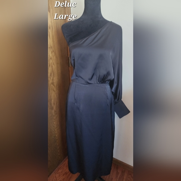 Deluc | Dresses | Deluc Black Satin One Shoulder Dress | Poshmark